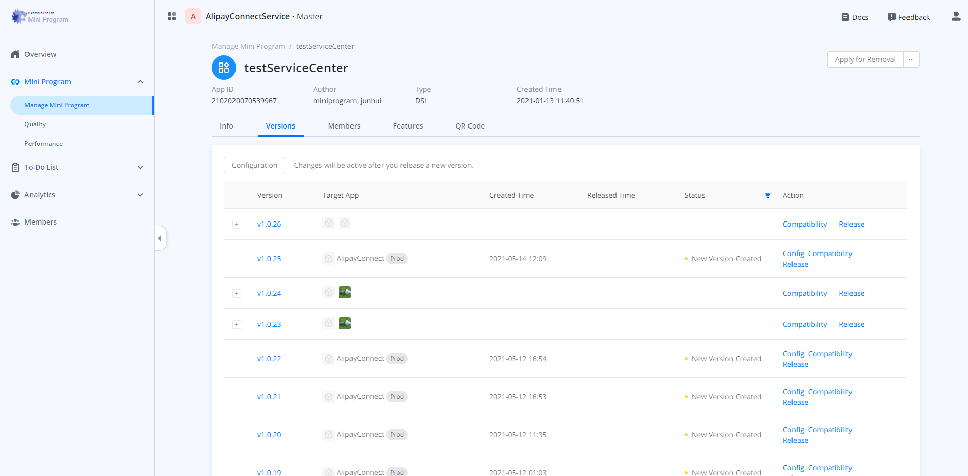 (Optional) Configure mini programs | Platform User's Guide | Documentation