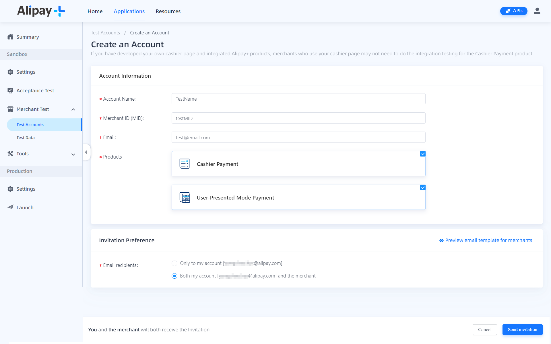 Invite merchants for integration testing | Alipay+ Developer Center ...
