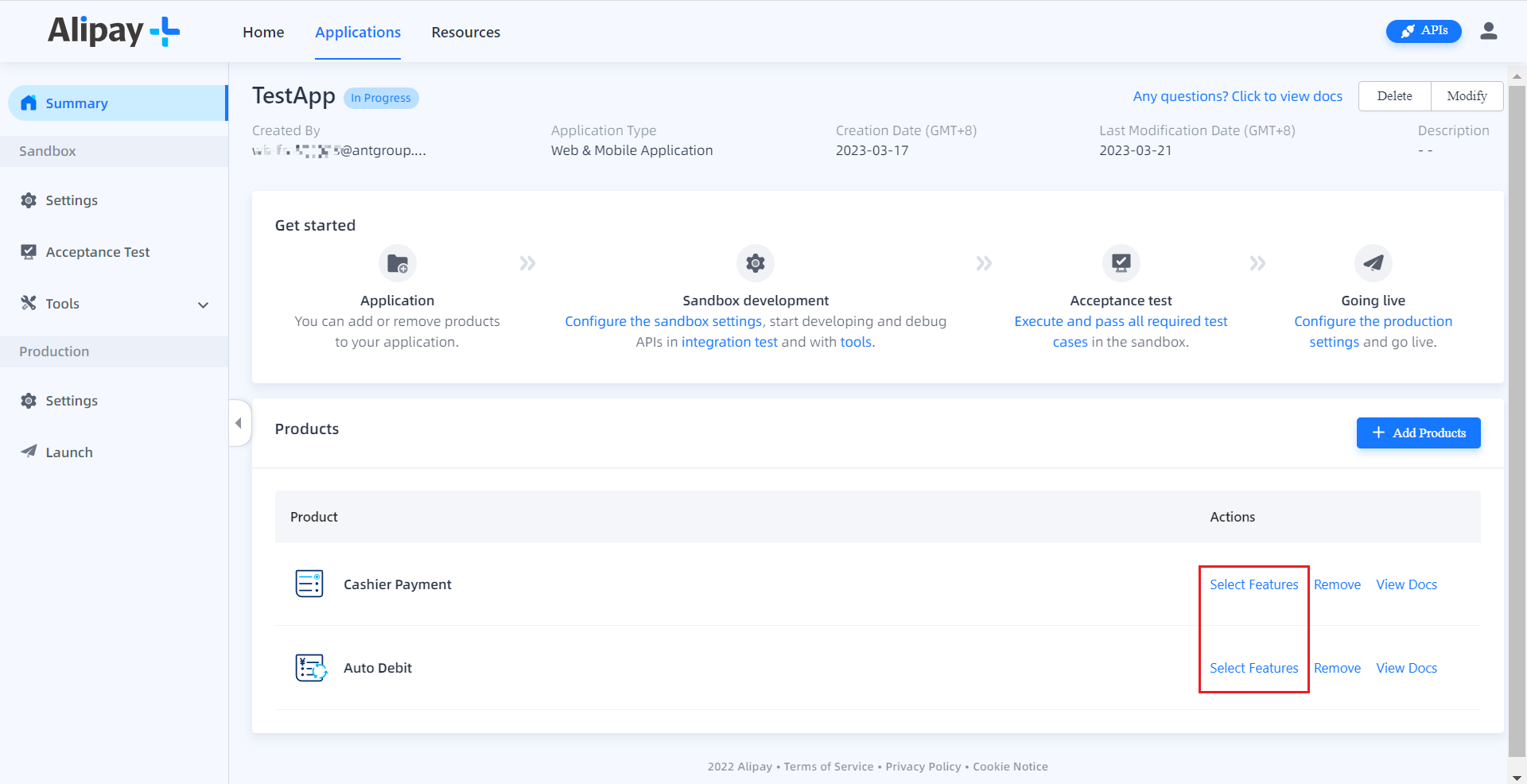 Create an application | Alipay+ Developer Center User Guide | Alipay+ Docs