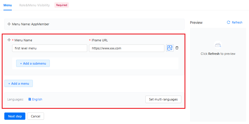Configure mini program template | Platform User's Guide | Documentation