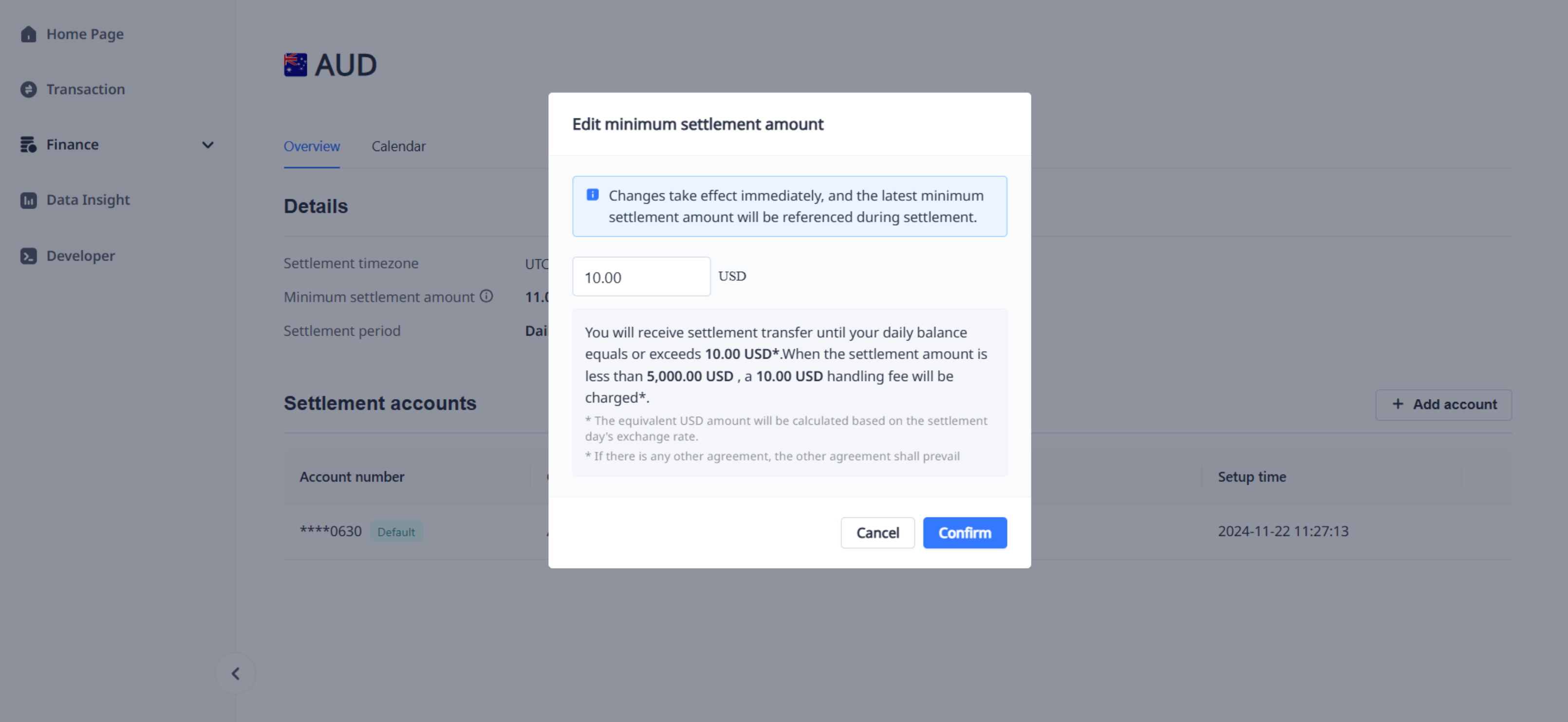 Set up live settlement plan | Merchant service | Antom Docs