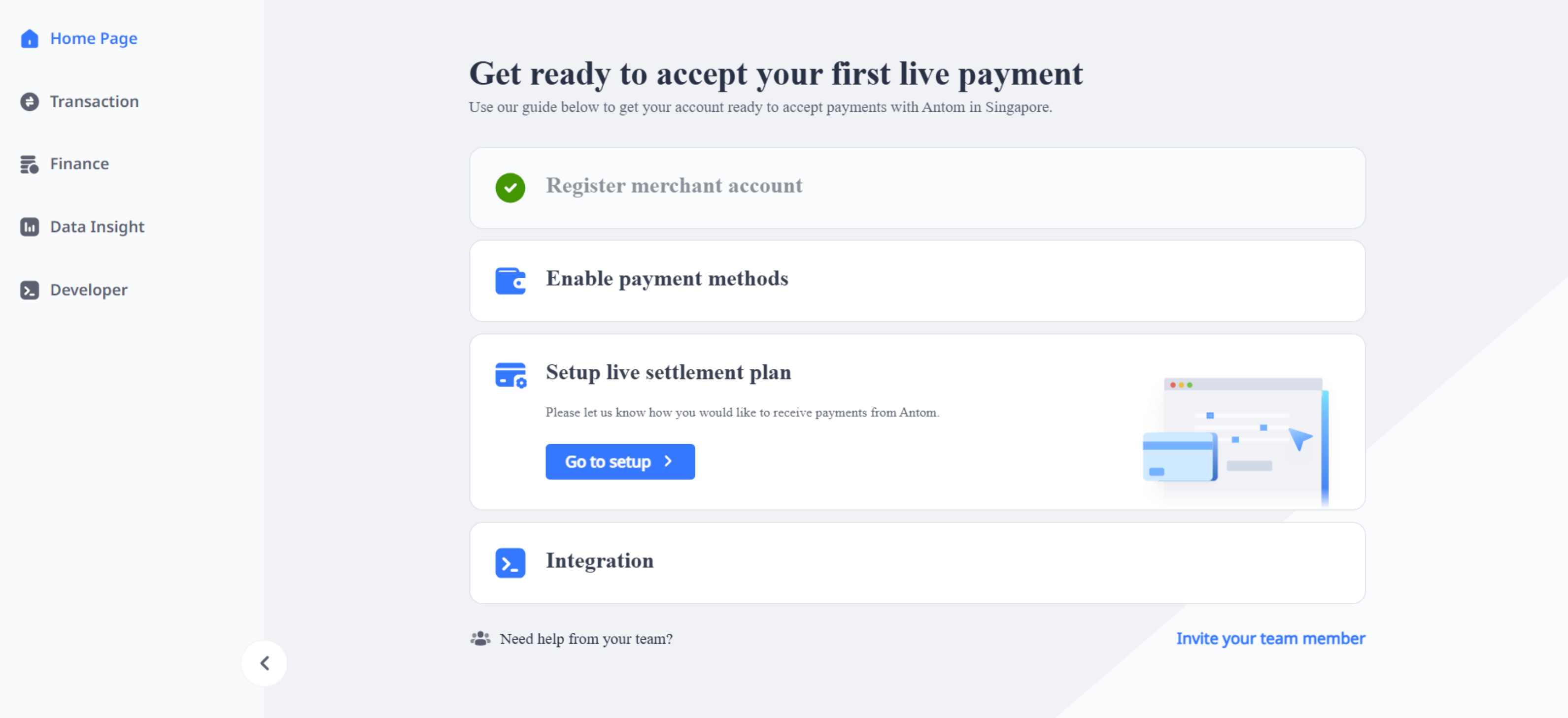 Set up live settlement plan | Merchant service | Antom Docs