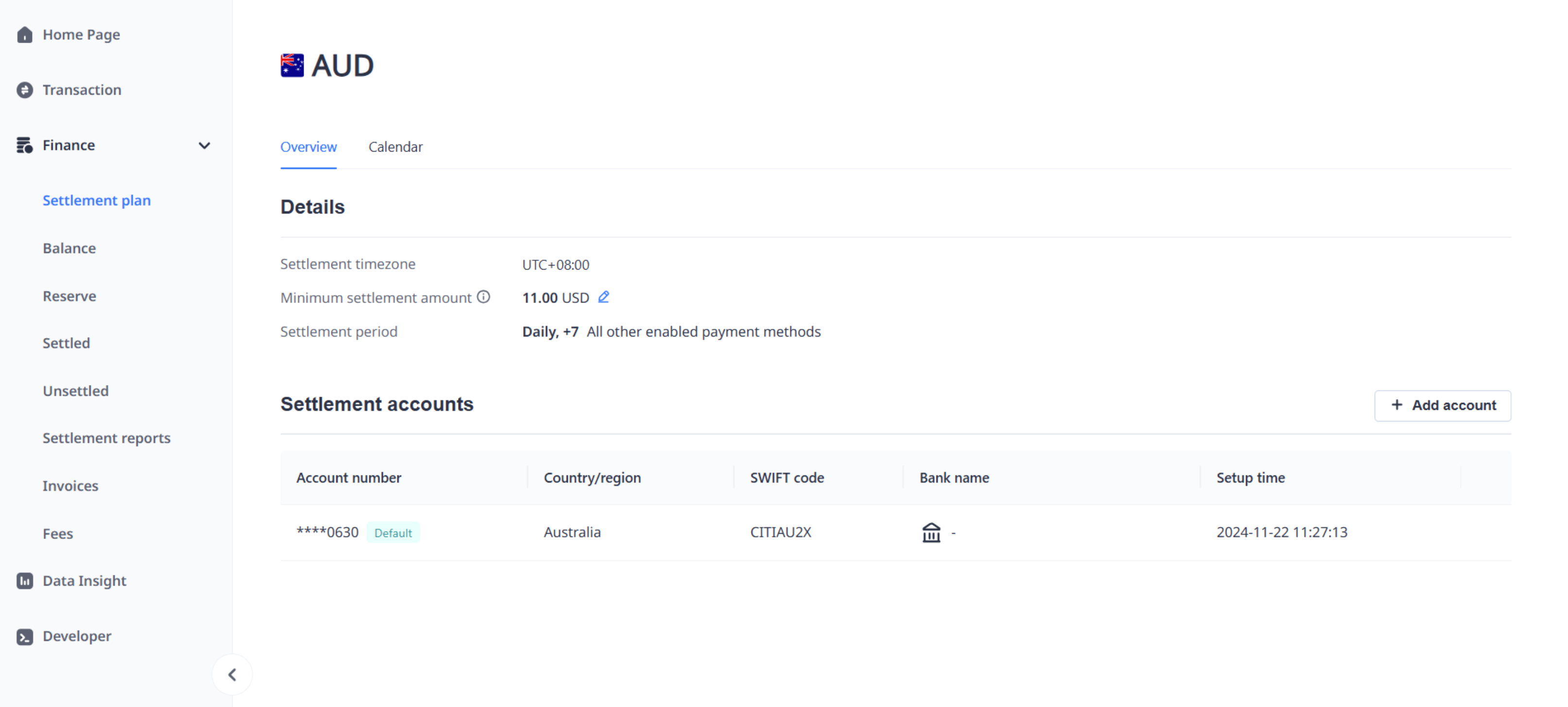 Set up live settlement plan | Merchant service | Antom Docs