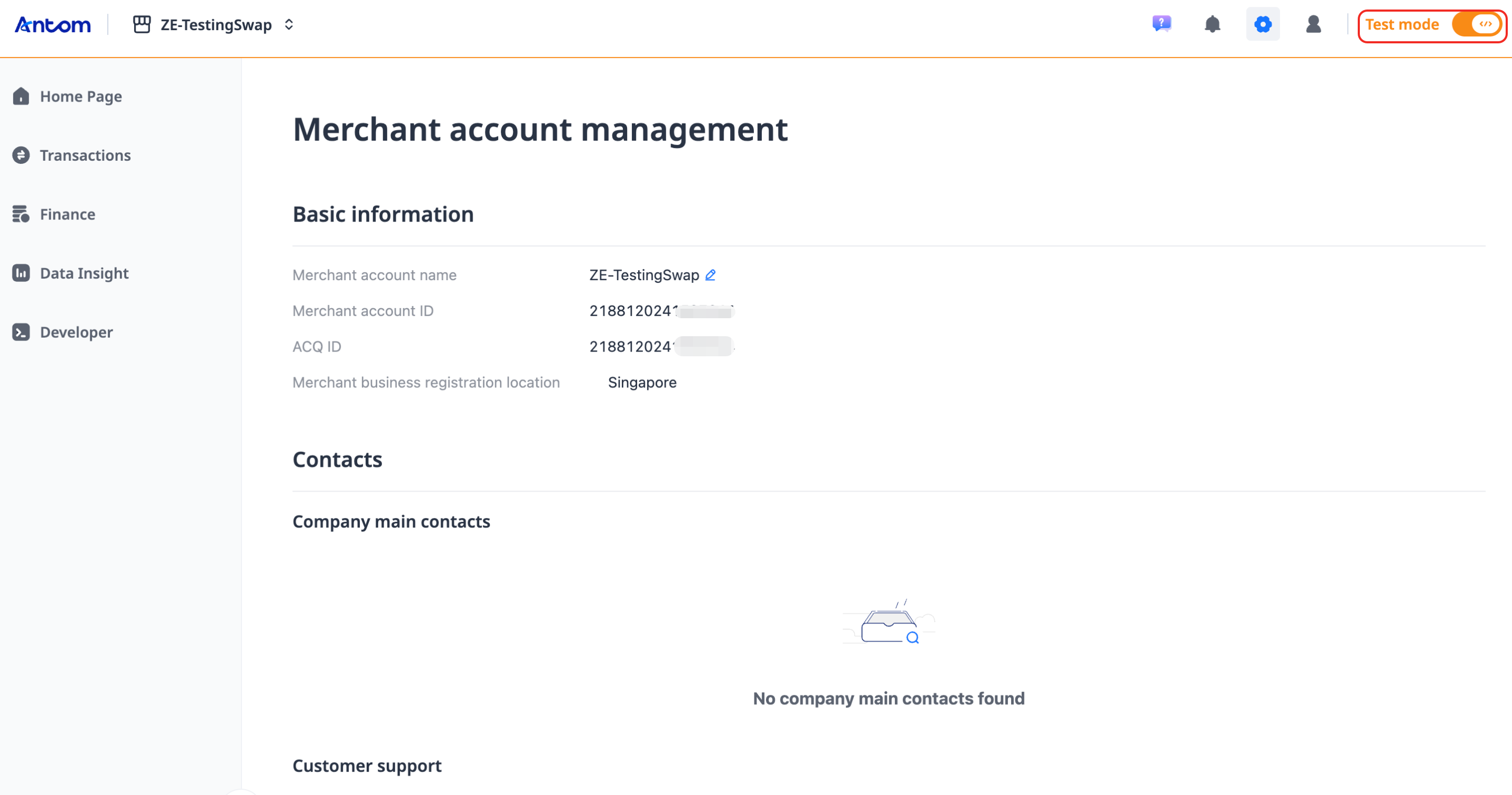 Account management | Merchant service | Antom Docs