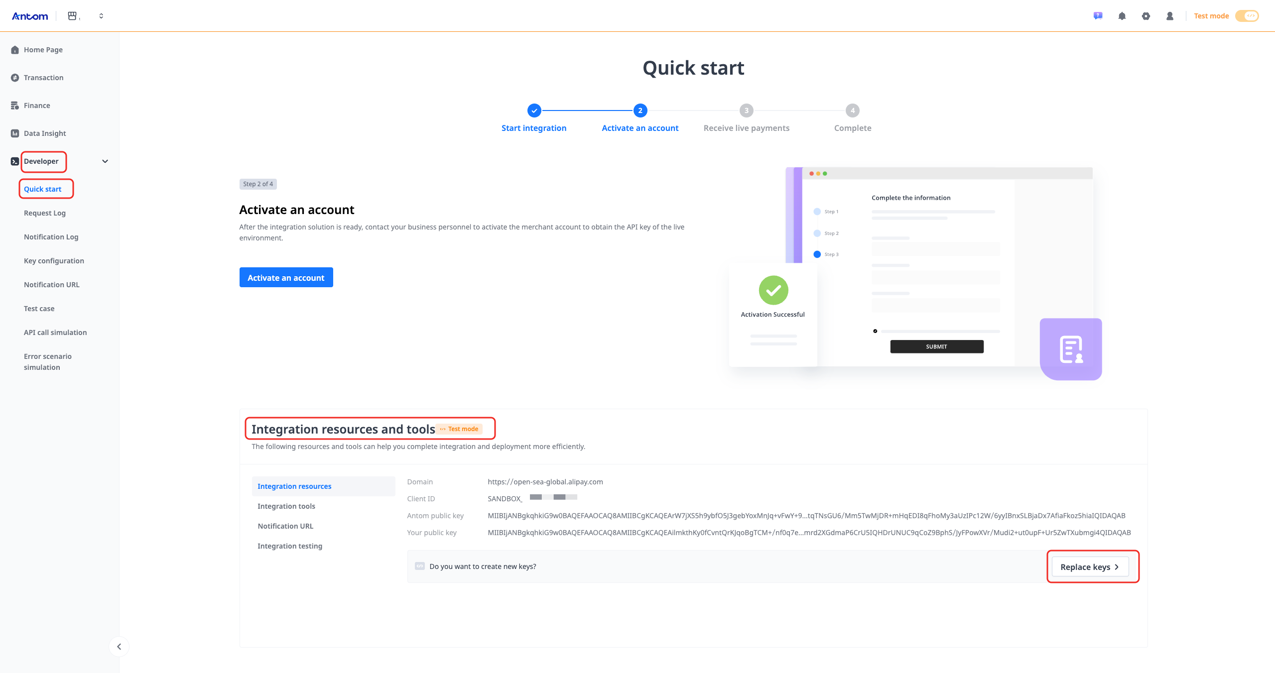 API key configuration | Merchant service | Antom Docs