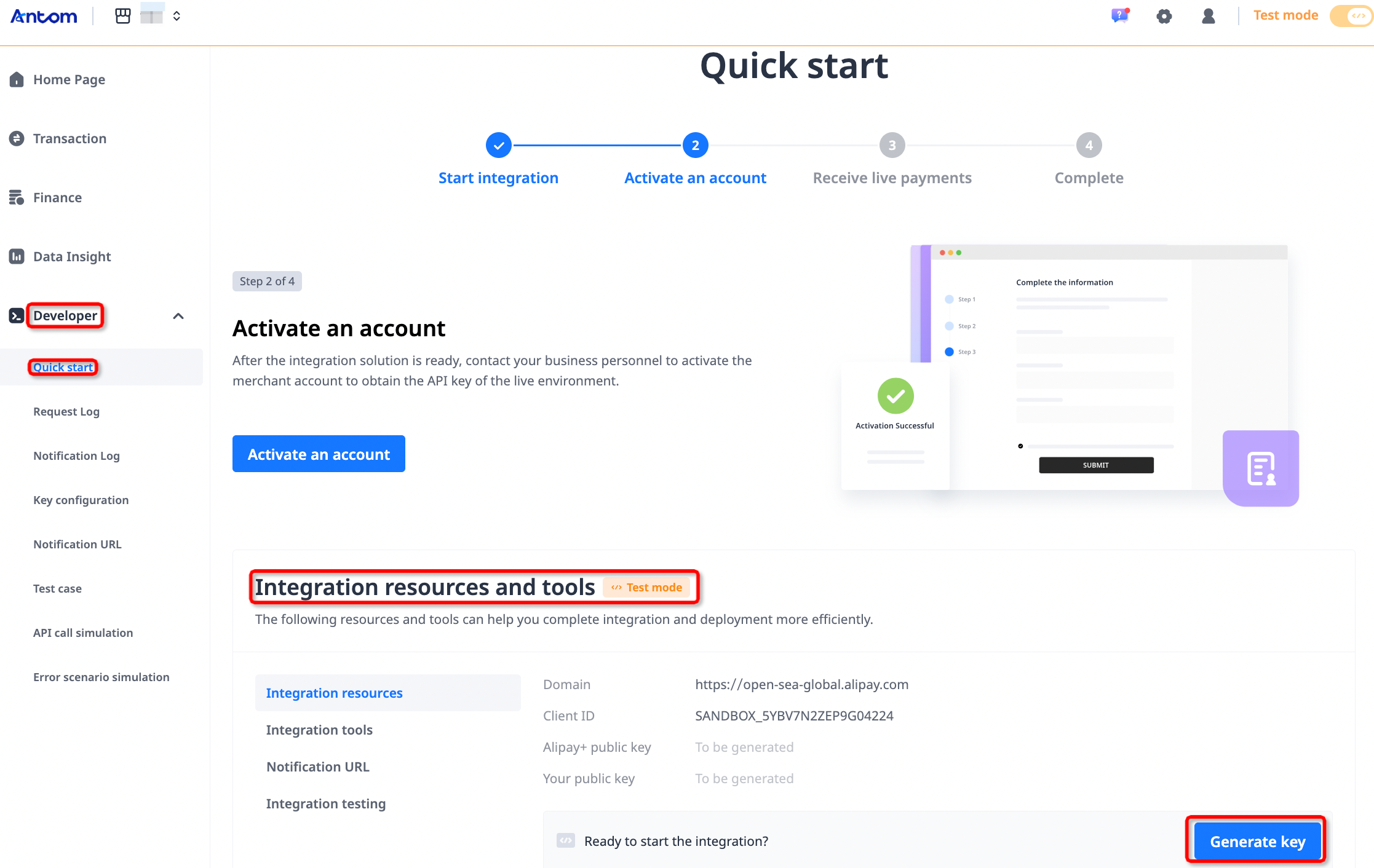 API key configuration | Merchant service | Antom Docs