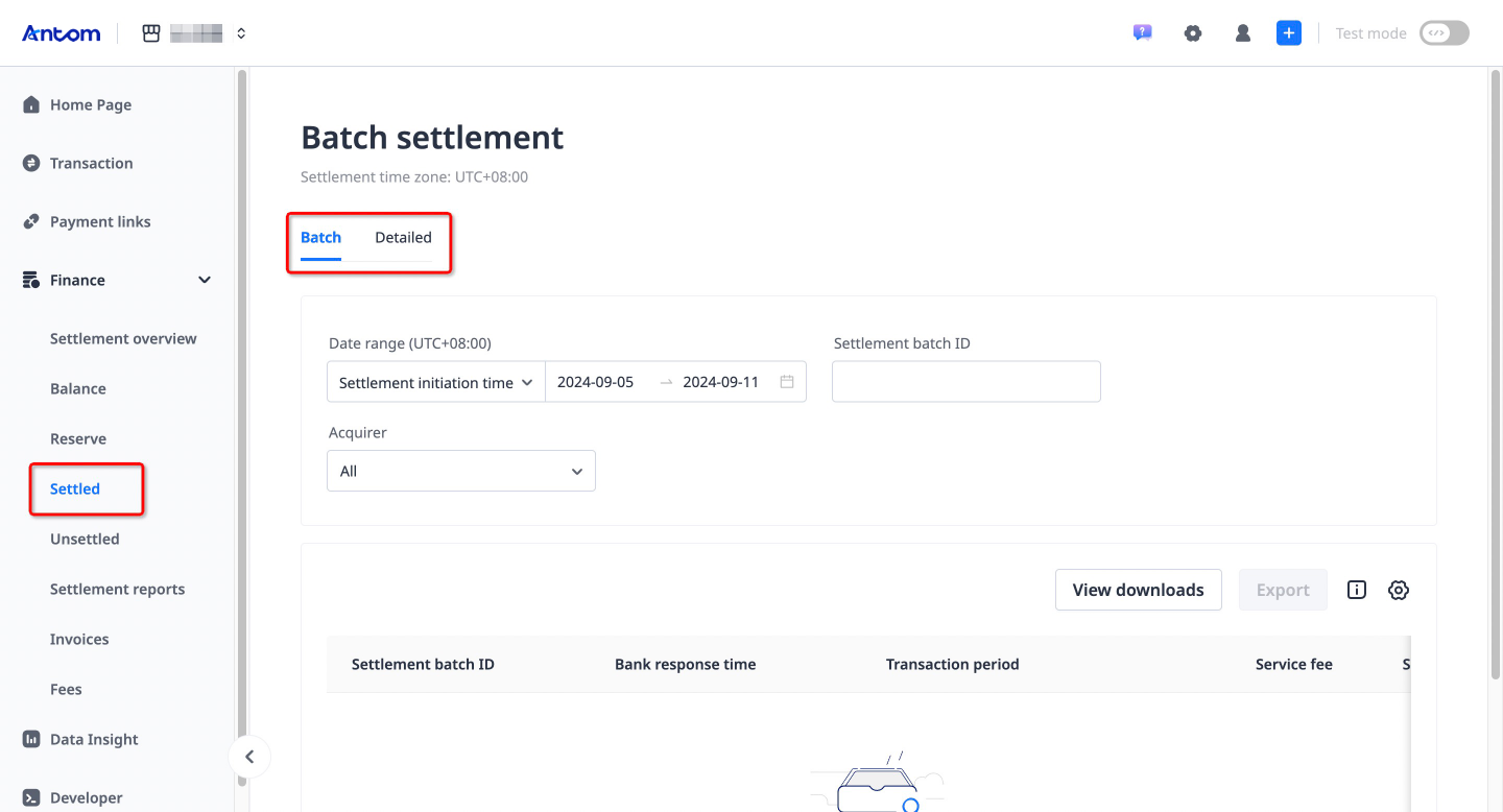 Settlement & Transactions | Merchant service | Antom Docs